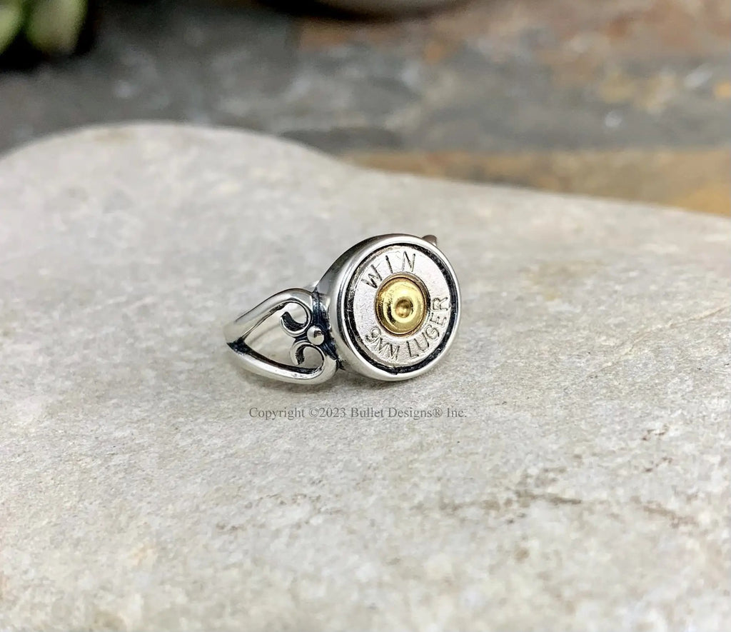 Custom 9mm Sterling Silver Heart Bullet Ring, Winchester – Bullet ...