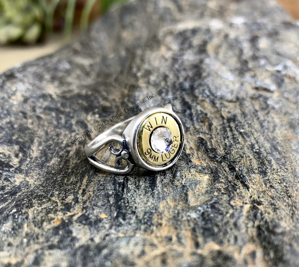 Custom 9mm Sterling Silver Heart Bullet Ring, Winchester – Bullet ...
