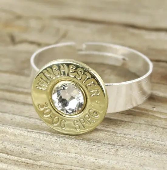 30-06 Bullet Ring, Nickel or Brass, Real Bullets, Swarovski – Bullet ...