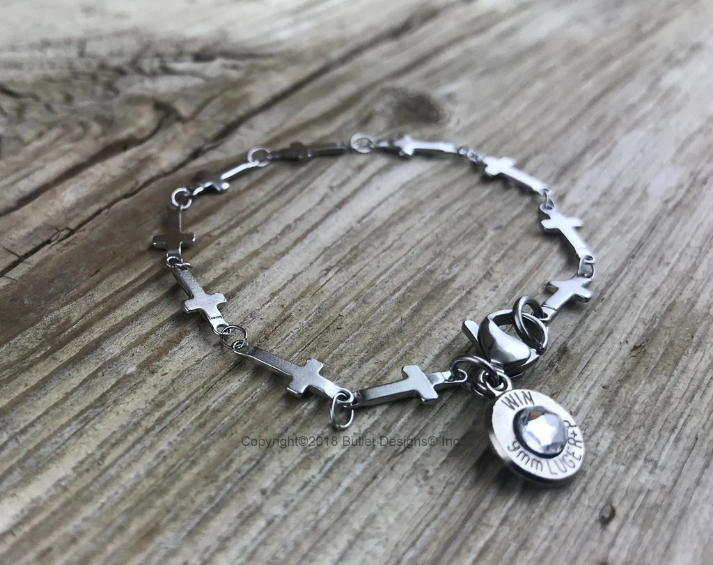 Stainless Steel Infinity Cross Bullet Bracelet, 9mm, 380 – Bullet ...