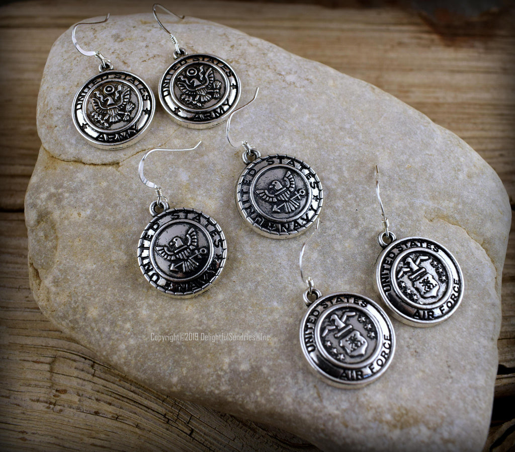 Military Earrings, Army, Navy, Air Force, Silver Tone – Bullet Designs ...