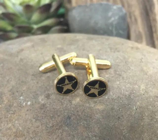 Sheriff Cufflinks, Black & Gold, Small, Deputy, Gift Idea! – Bullet ...
