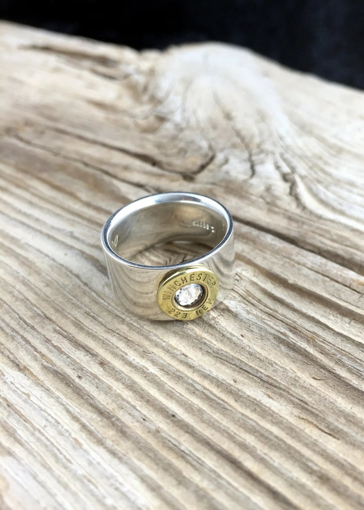Custom Sterling Silver 223 Bullet Wedding Band Bullet Ring – Bullet ...