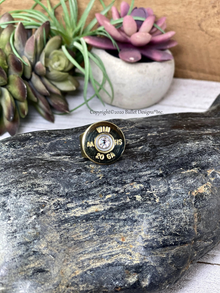 20 Gauge Antique Bronze Plated Brass Adjustable Bullet Ring – Bullet ...